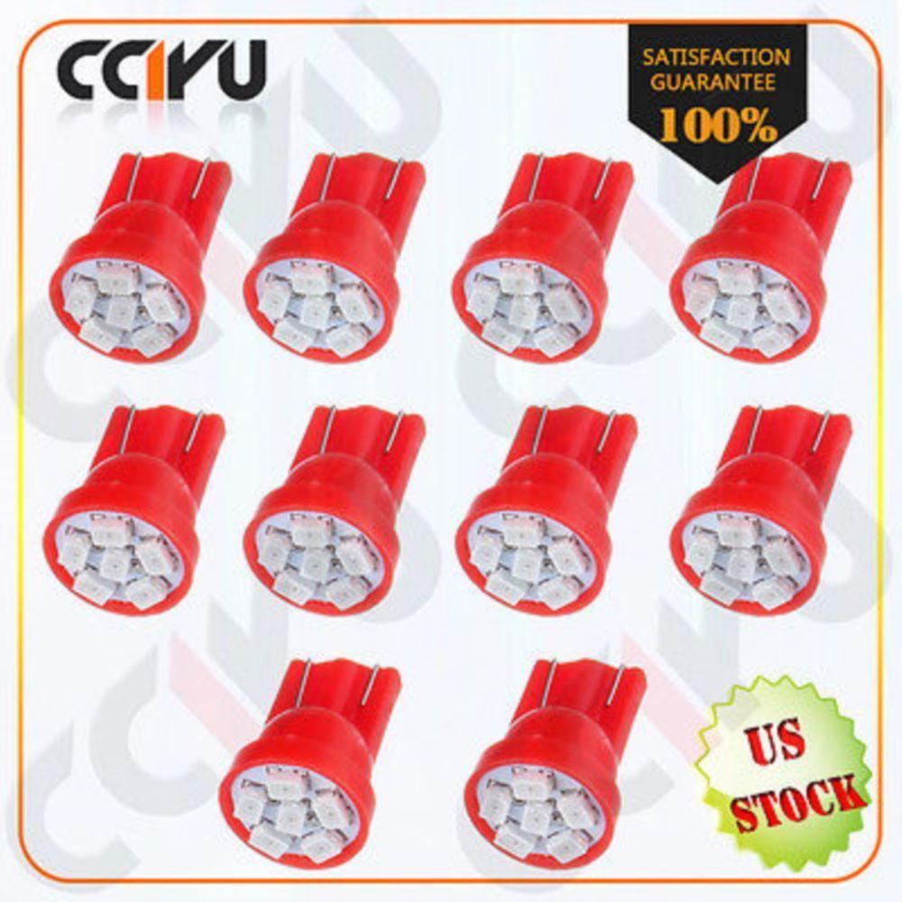 10X T10 W5W 194 168 147 Red 6-3020-SMD LED Wedge Instrument Cluster ...