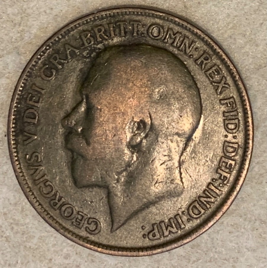 1919-H UK British one Penny coin, (1d), King George V, KM810 | eBay
