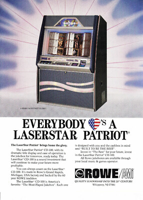 Rowe 1991/1992 LaserStar Patriot CD-100B juke box jukebox Flyer ...