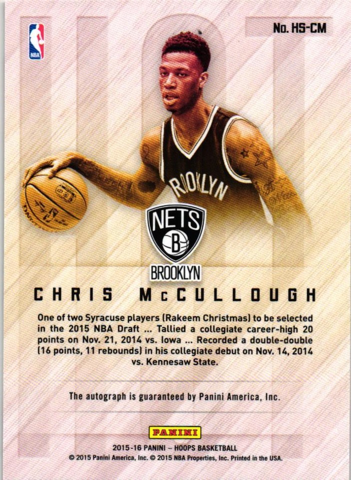 2015 Hoops HS-CM Chris McCullough Brooklyn Nets Basketball Card | eBay