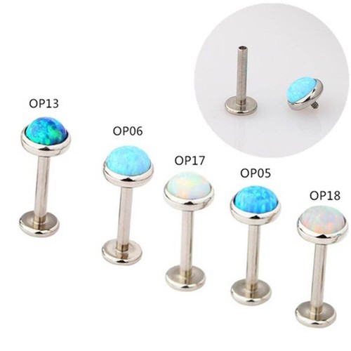 2x Opal Labret Stud Tragus Triple Piercing Forward Helix Earring ...