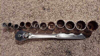 Vintage Craftsman Socket Ratchet Set SAE 1/2" Drive 12 Piece Set USA | eBay