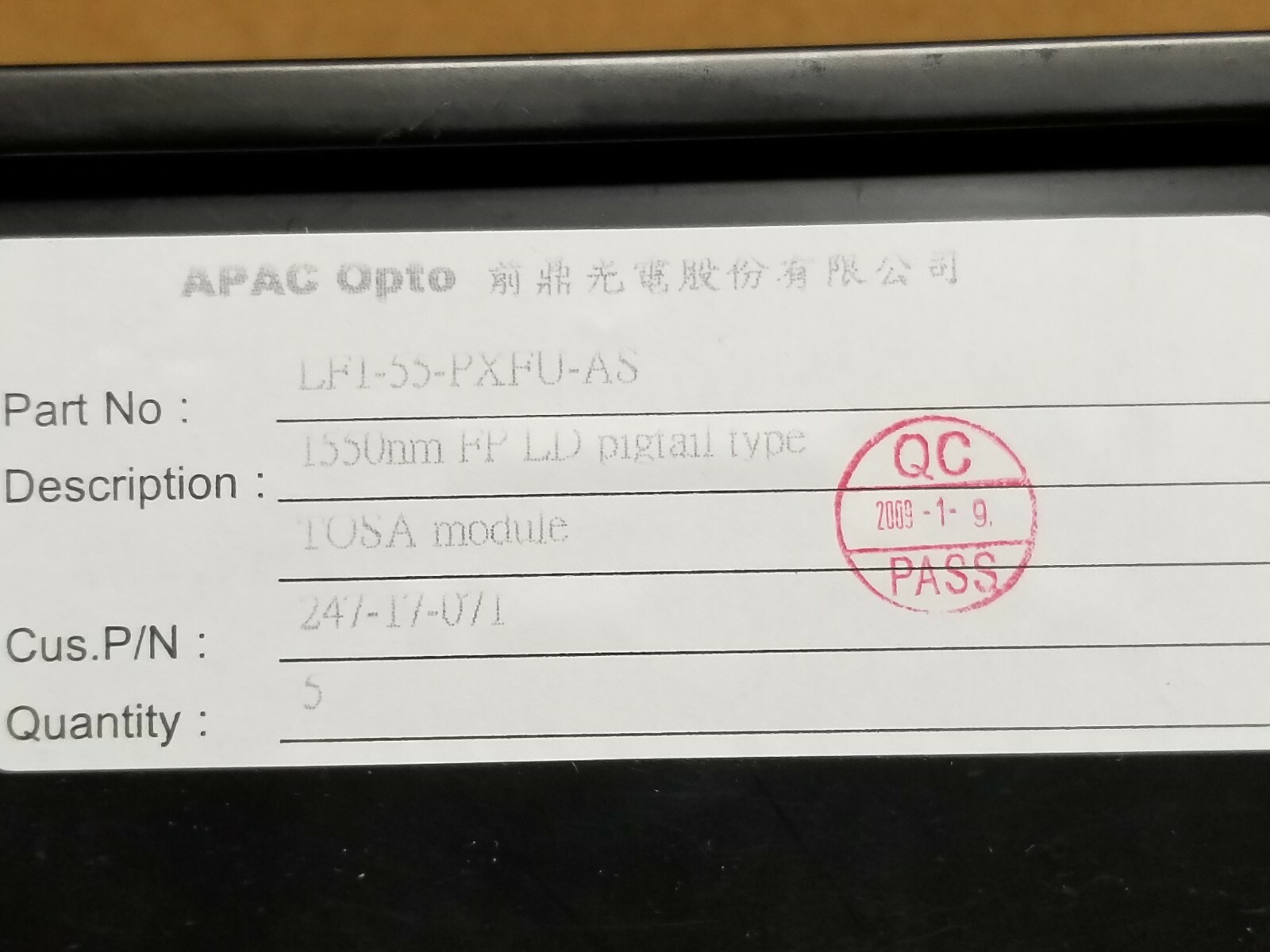 New Apac Opto 1550nm Pigtail Laser Diode FP LD TOSA LF1-55-PXFU-AS ...