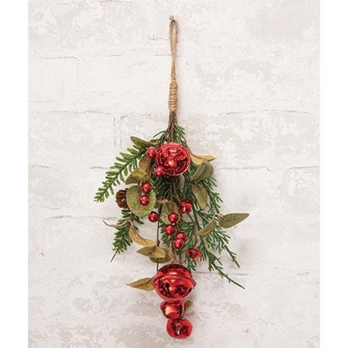 Christmas Pine Red Bells Berries TEARDROP Hanging Swag NEW | eBay