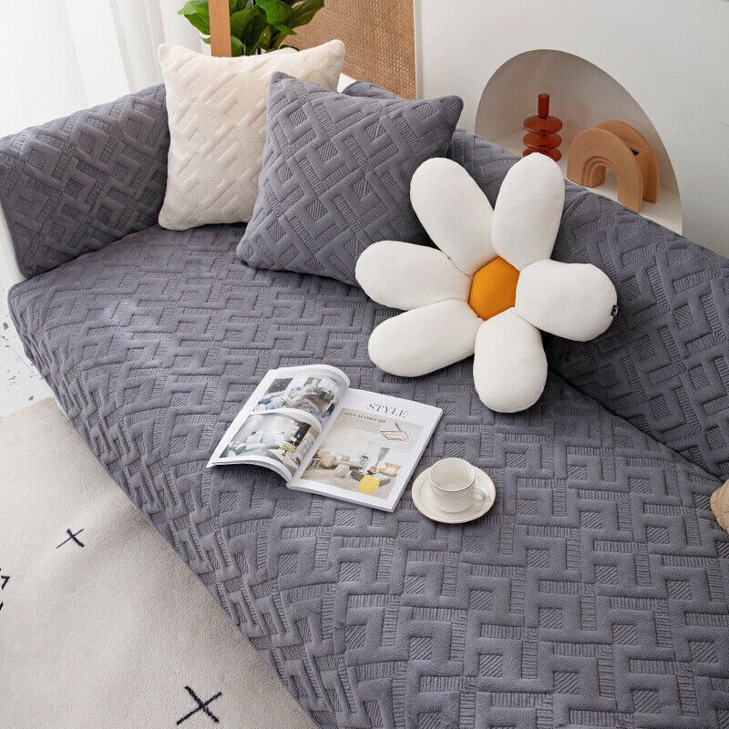 Quilted Non Slip Sofa Cover Thickened Cotton Couch Mat | eBay