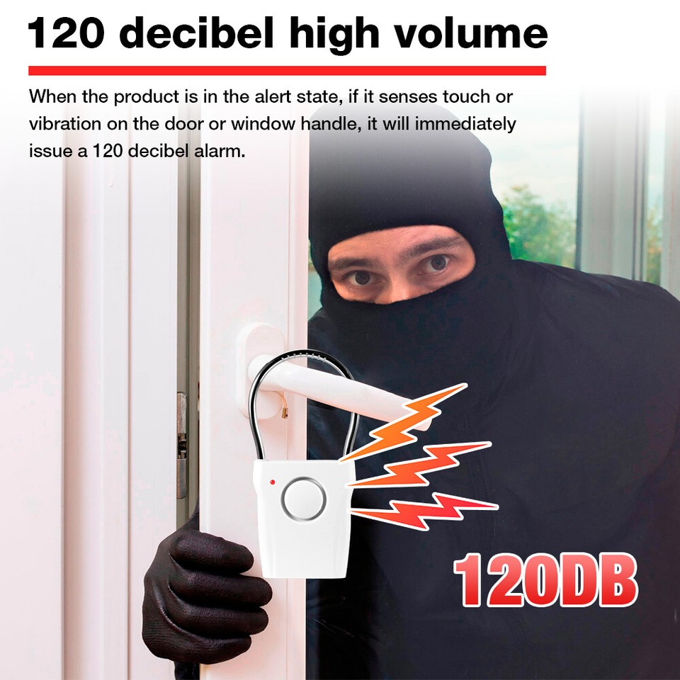 Touch Sensor Door Handle Alarm 120dB Anti-Theft Door Knob Window ...