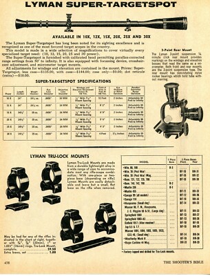 1971 Print Ad of Lyman Tru-Lock Rifle Scope Mount & Super-Targetspot ...