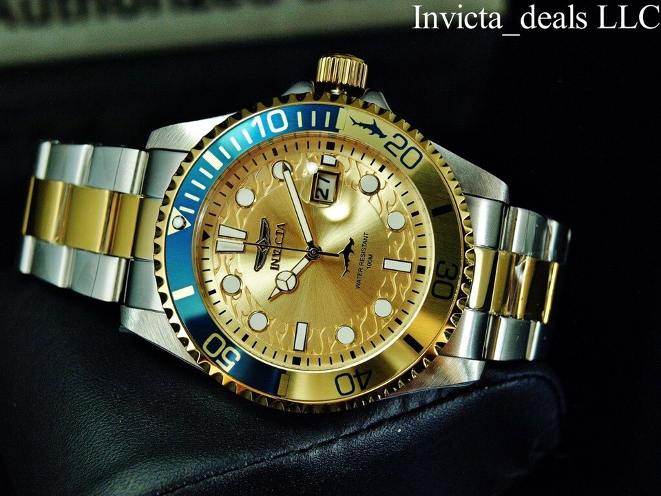 Invicta Men's 43mm Pro Diver HAMMERHEAD CHAMPAGNE DIAL Gold Tone Tone ...