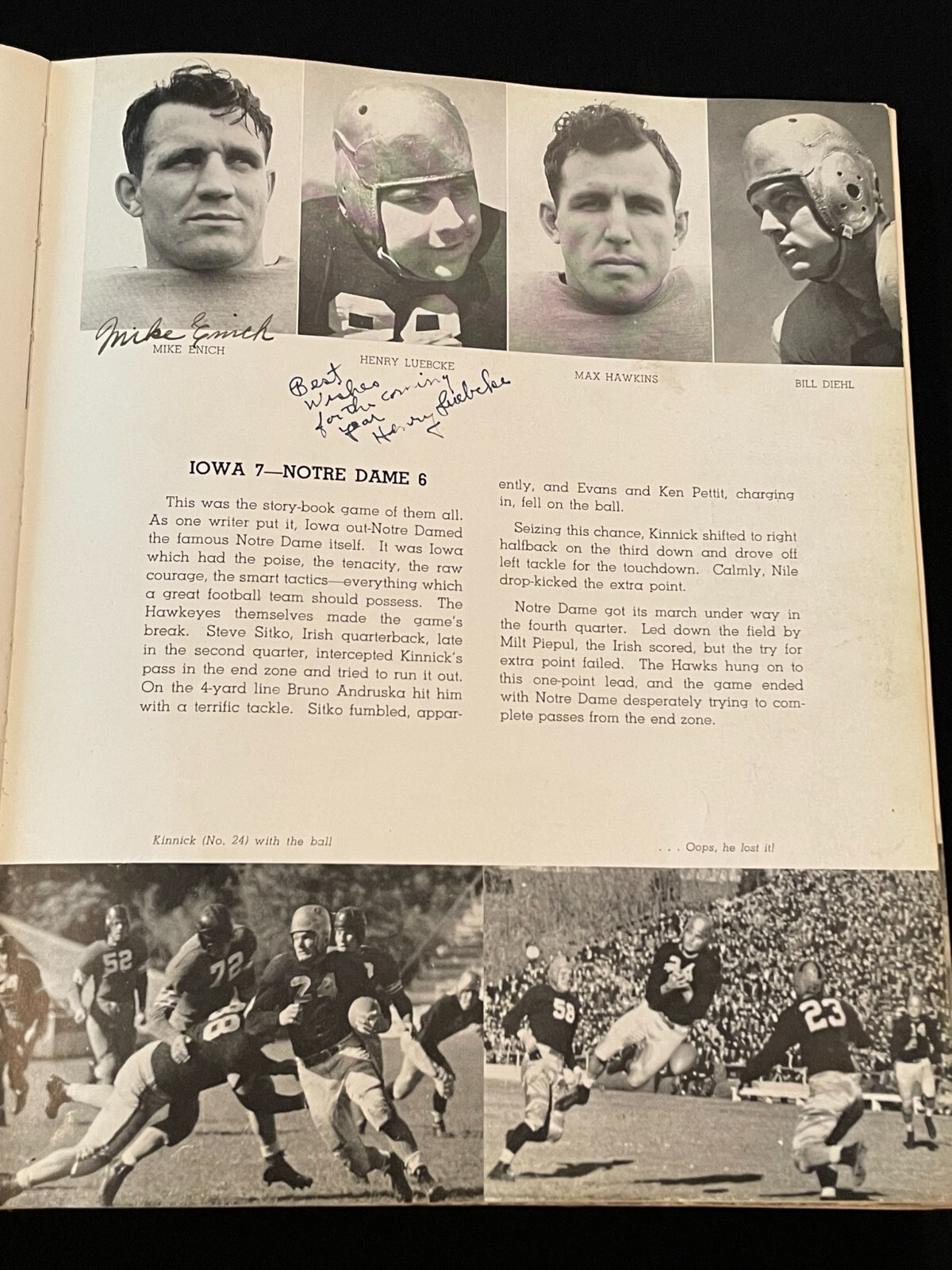 WOW! Nile Kinnick Senior Yearbook Autographed by Ironmen! Iowa Hawkeyes ...