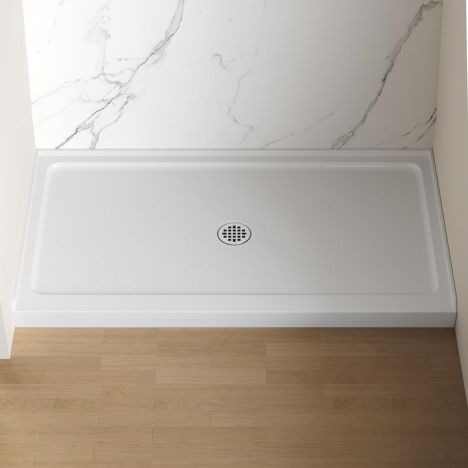 LMLMD 54" x 32" Shower Base Single Threshold Center Drain Shower Pan ...
