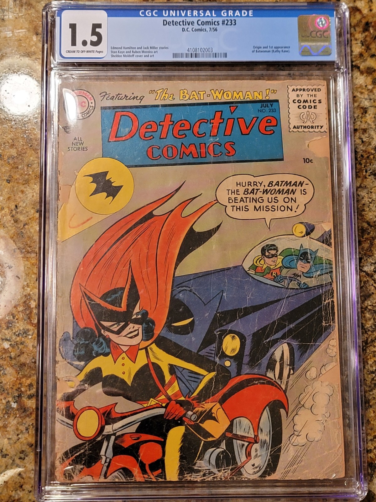 1956 D.C. Comics Batman Detective Comics 233 CGC 1.5. 1st Appearance of ...