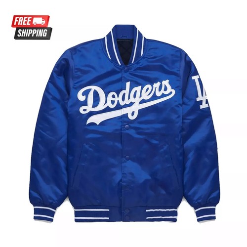 Men’s Los Angeles Dodgers Blue Satin Baseball Jacket Full-Snap ...