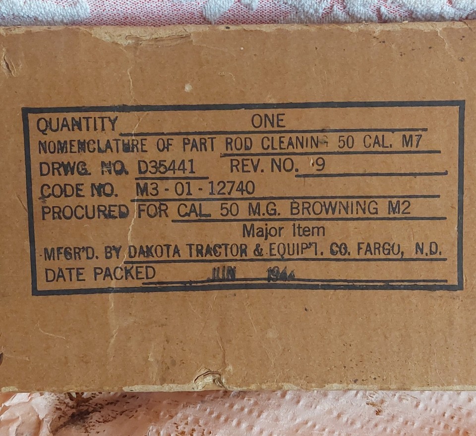 1944 WWII M7 50 CAL M.G. Browning M2 Rod Cleaning M3-01-12740 | eBay