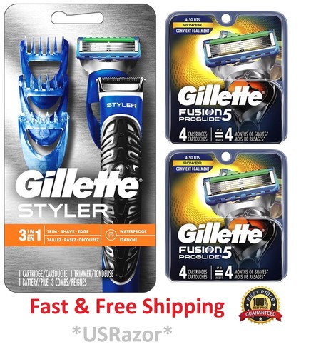 9 GILLETTE FUSION Proglide Power Styler Razor Blades Refill Cartridges ...