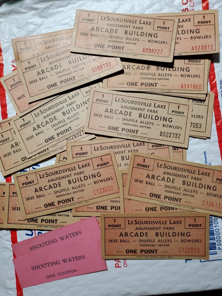 51 Lot Vtg Lesourdsville Lake Amusement Arcade A B C Series Tickets ...