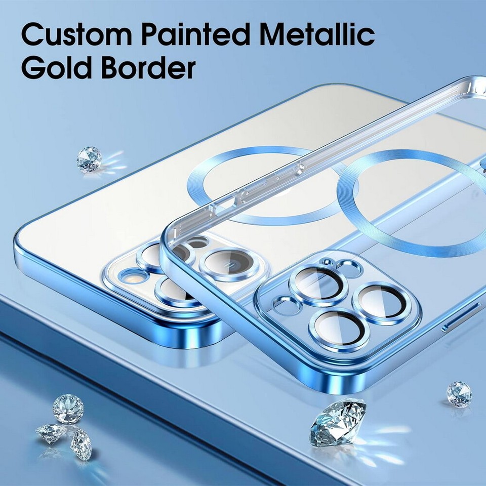 For iPhone 11 12 13 14 15 16 Clear Crystal Case Magnetic Cover + Lens ...