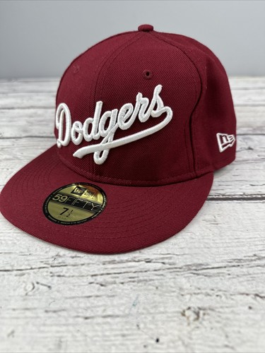 New Era MLB Los Angeles Dodgers Script Logo 59Fifty Maroon Men's Fitted ...