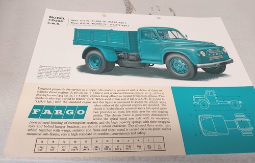 1962 FARGO FD206 SWB TRUCK Original Sales Leaflet | eBay Australia