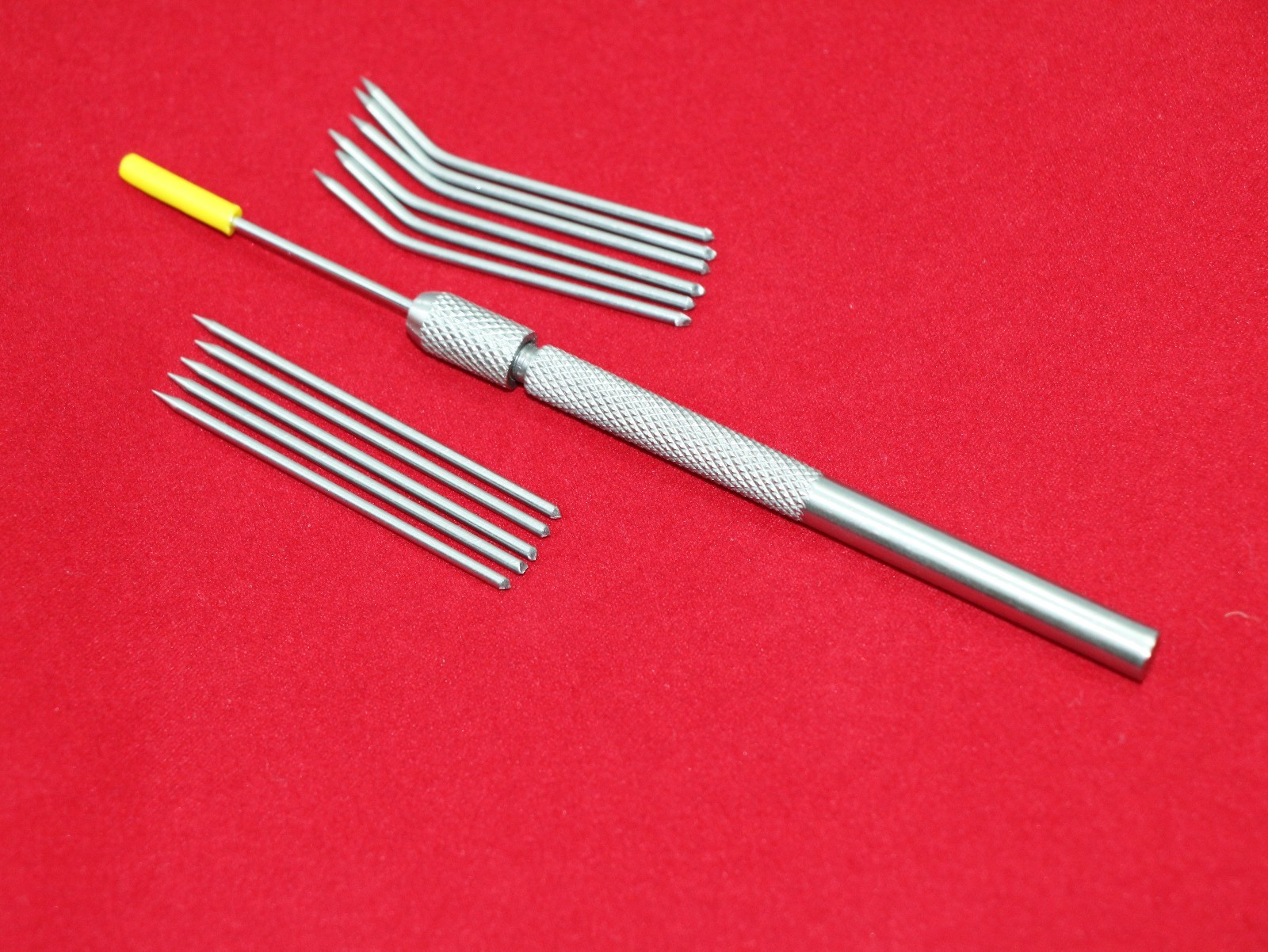 NEW DISSECTING DISSECTION TEASING NEEDLE METAL CHUCK HANDLE WITH 12 ...