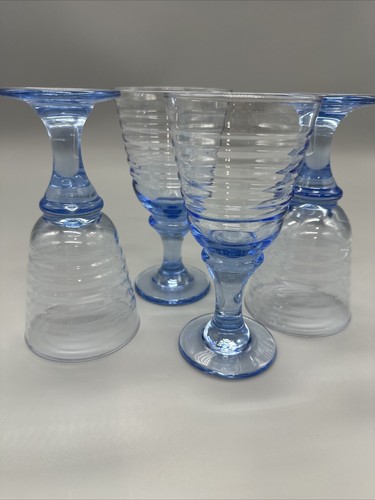 Heisey Light Blue Ribbed Goblets Set Of 4 New | eBay