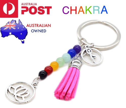 Chakra Healing Bead Lotus Yoga Charm Tassel Reiki Boho Keyring Keychain Gift New | eBay