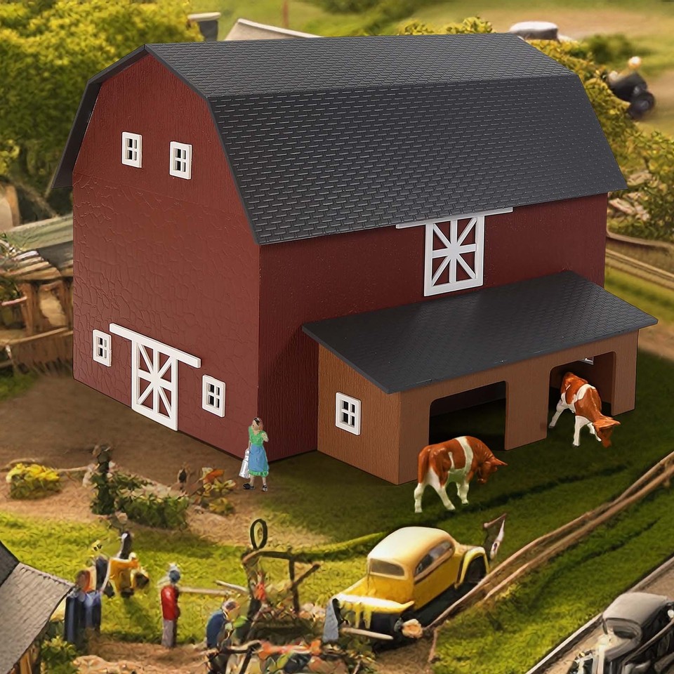 HO Scale Not-built Farm Model Railroad Building Kit DELUXE BARN CHICKEN ...
