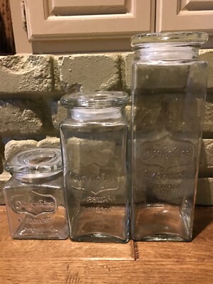 Set Of (3) Yorkshire Glassware Mason Jar Canister Tall | eBay