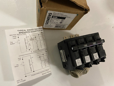 SIEMENS B360HH00S01 60A 65K AIC WITH 120V SHUNT NEW IN BOX | eBay