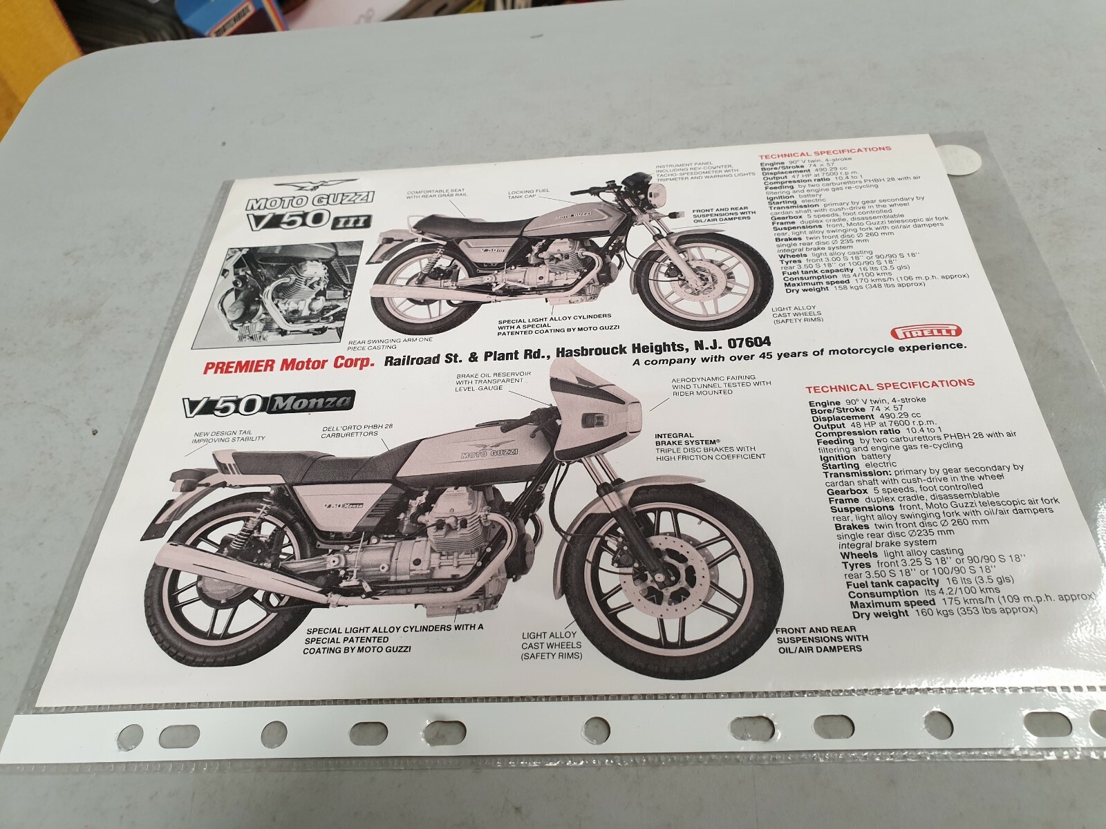 1981 MOTO GUZZI V50 Monza & III Motorcycle Original Sales Leaflet ...
