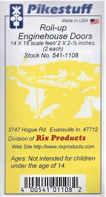 HO Scale Pikestuff 541-1108 White Engine House Roll-Up Door & Frame (2 ...