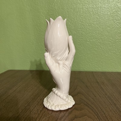 Antique Victorian Figural Hand Holding Vase Parian Ware Bisque, minor ...