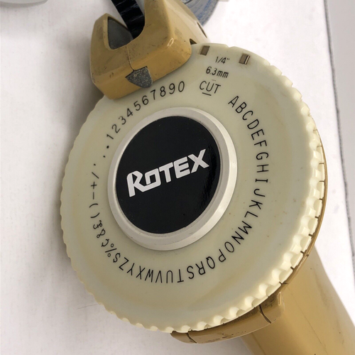 Vintage Rotex 48E Gold Label Maker 1/4" with 4 Black Tape Lot Plastic ...
