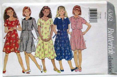 Butterick Pattern 4362 Sizes 7-10 Easy Girls' Jacket & Dress CUT 1996 ...