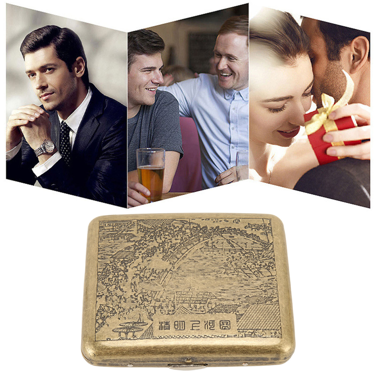 Metal Cigarette Case 20 Capacity Double Sided Spring Clip Open ...