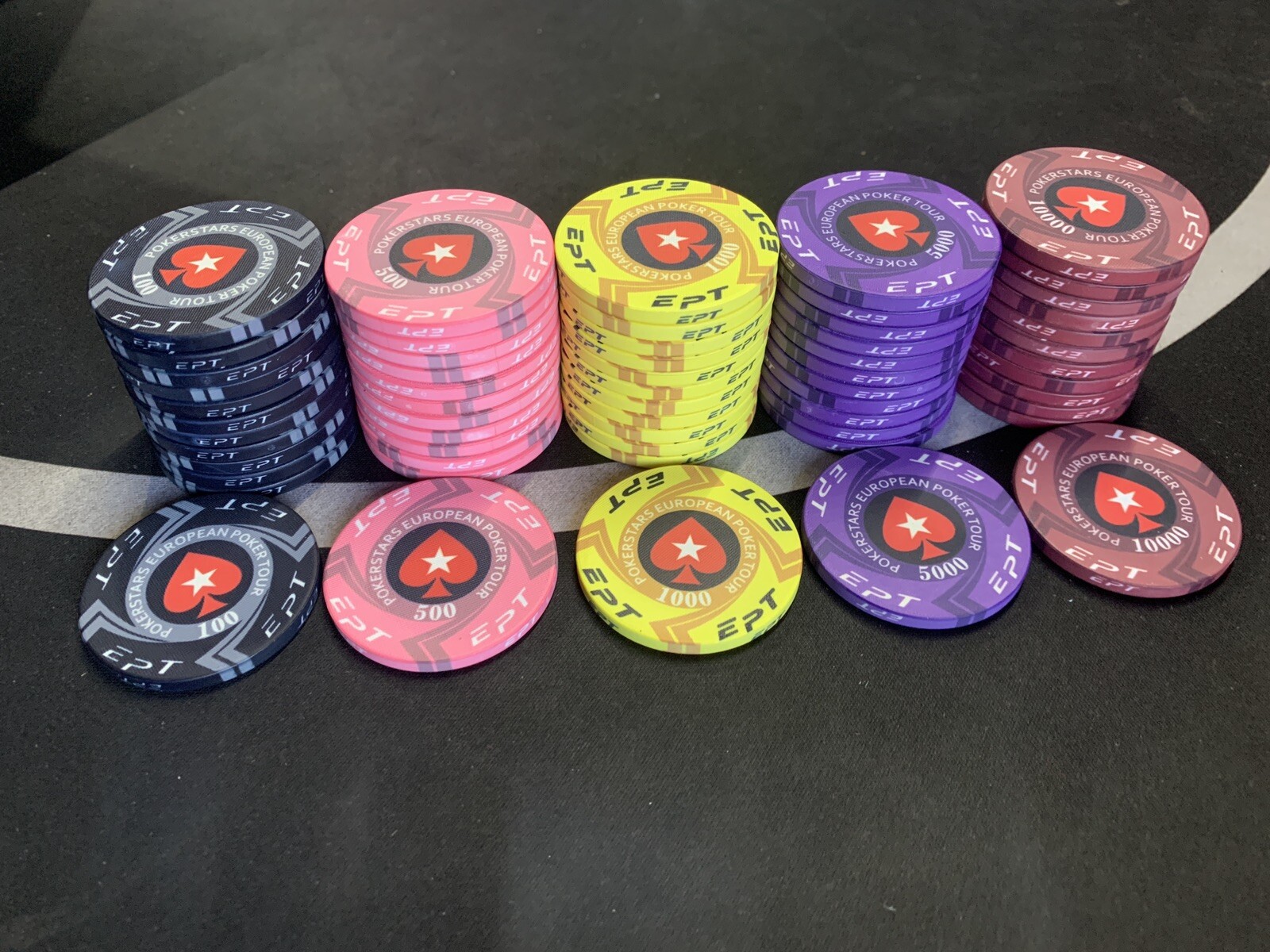 500 POKERSTARS EPT Ceramic Poker Chips (choose Denominations) Read ...