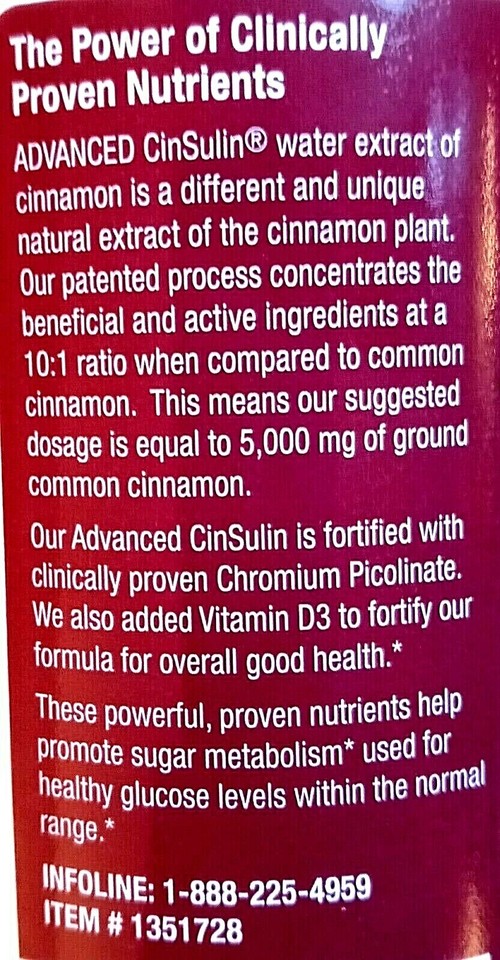 Trunature Advanced Strength CinSulin 500 mg Cinnamon 200 Veg Caps Exp ...