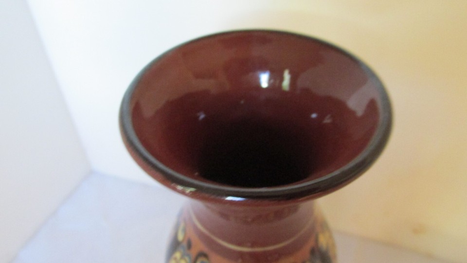 Bulgarian Redware Vase, Art Pottery , Multi Colored, Vintage, Drip ...