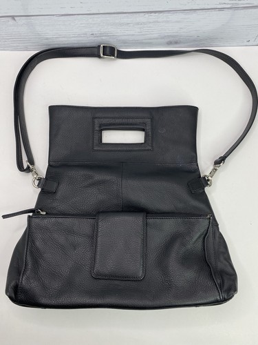 Women's DEREK ALEXANDER Black Leather Hand Shoulder Bag Purse Casual ...