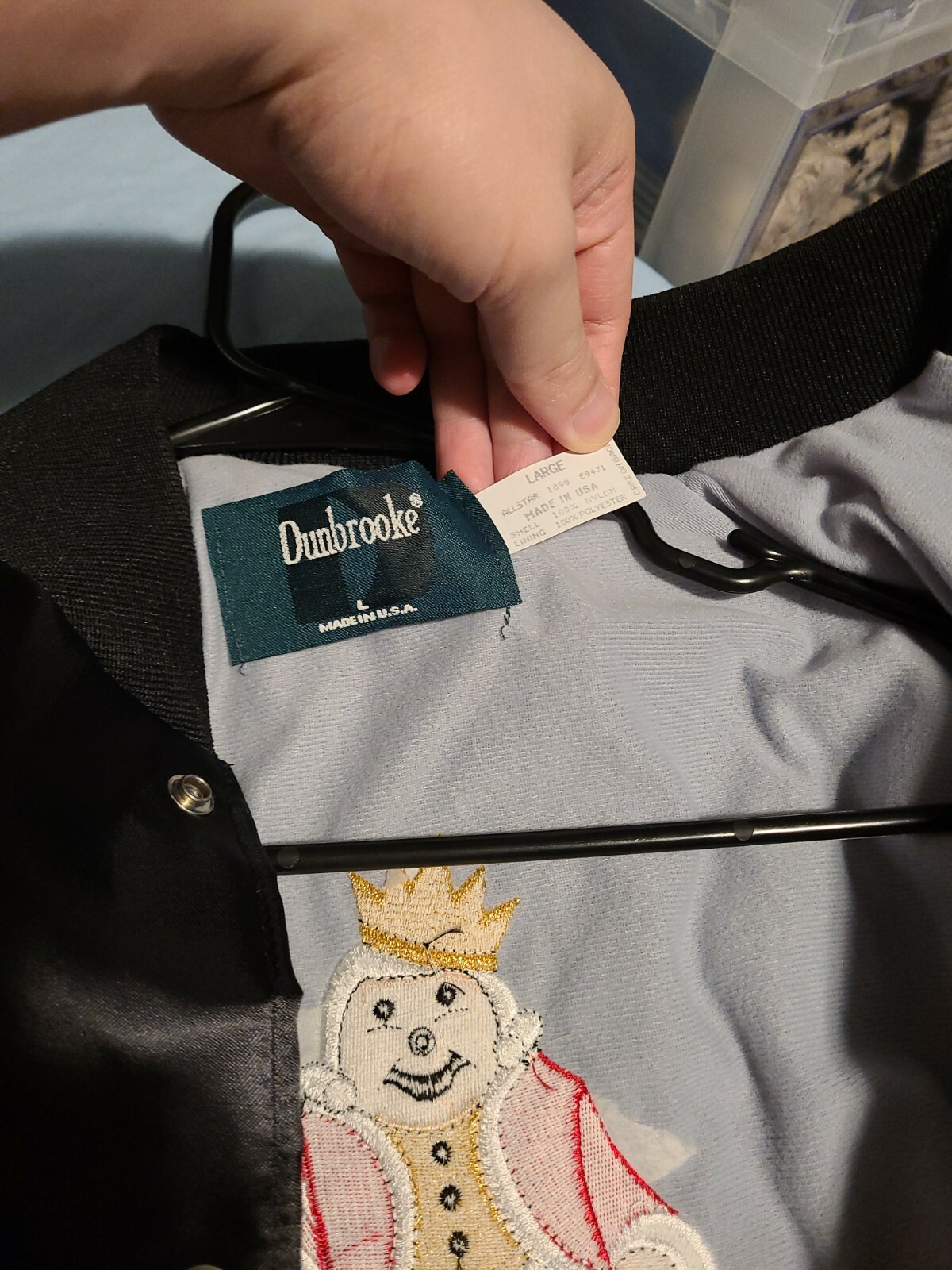 burger king jacket satin dunbrooke black vintage larg… - Gem