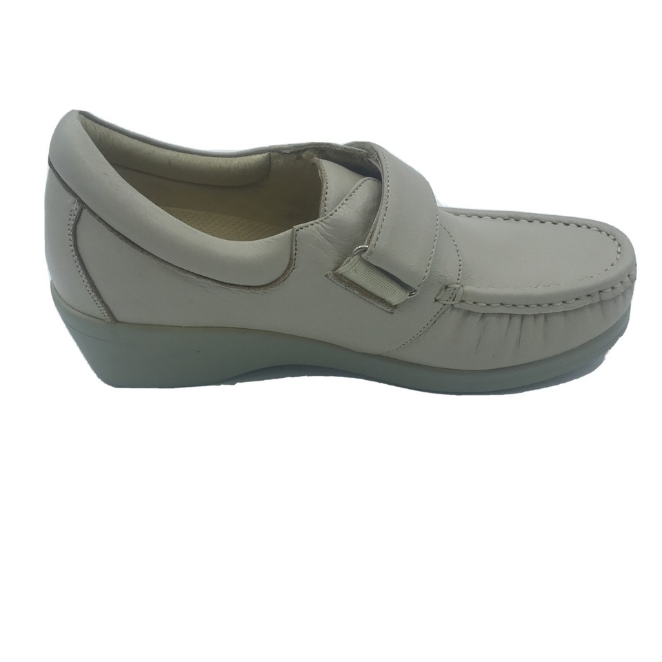 Ortho-Line by Hoopoe Women's Sz. 6 D Ivory Hook & Loop Closure Comfort ...