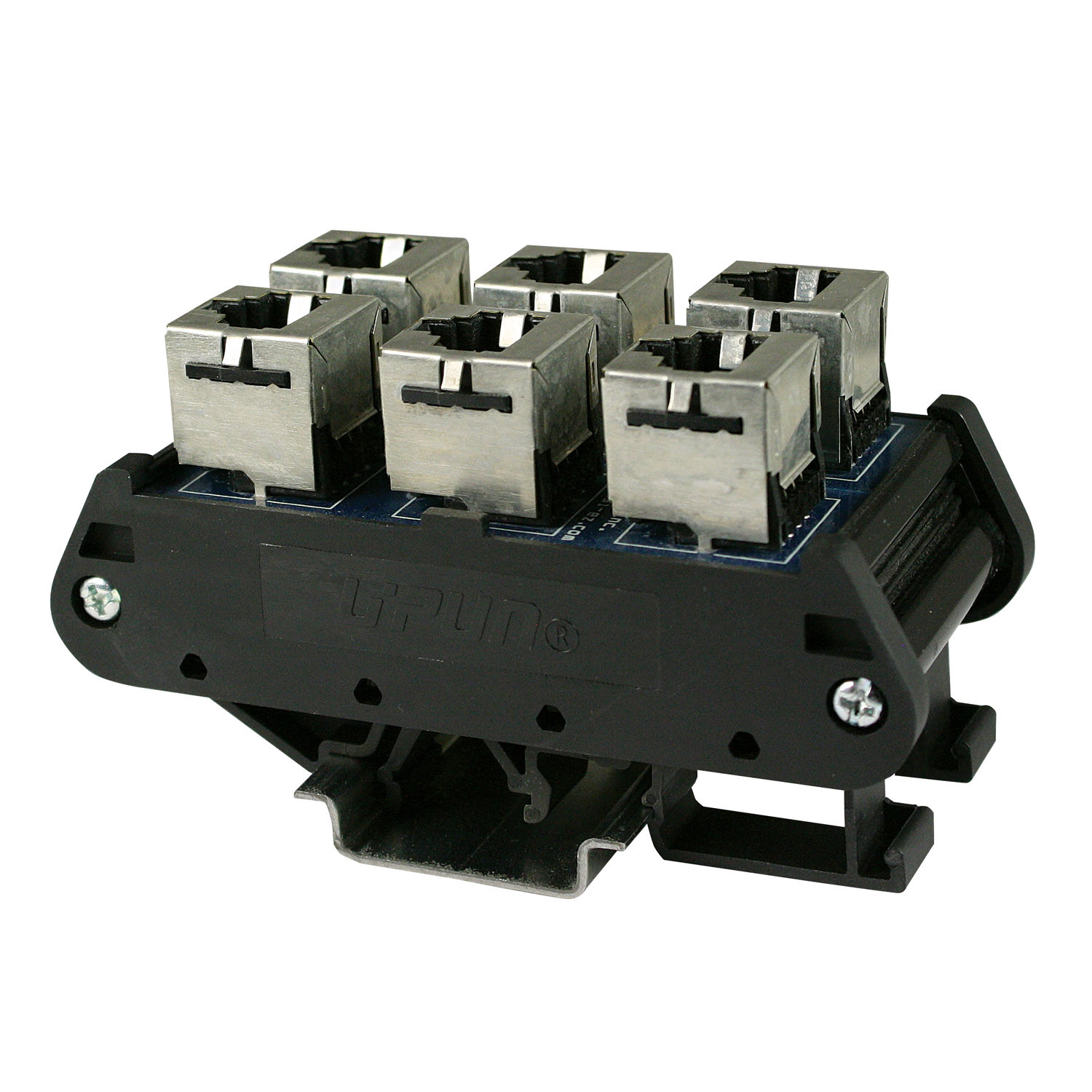 RJ45 Patch Panel 2 x 3 Cat5e Connectors Ports Jacks 1 Amp 24 V DIN Rail ...