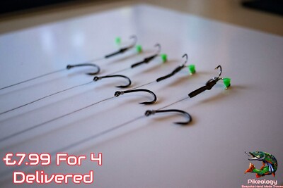 Zander / Perch Single Hook & Treble Predator Rig DeadBait Wire Trace ...