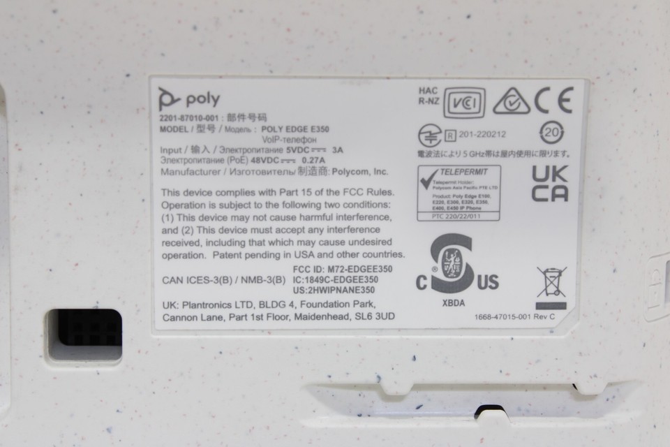 Poly Edge E350 IP Office Desk Phone Microban Enterprise Audio Bluetooth ...