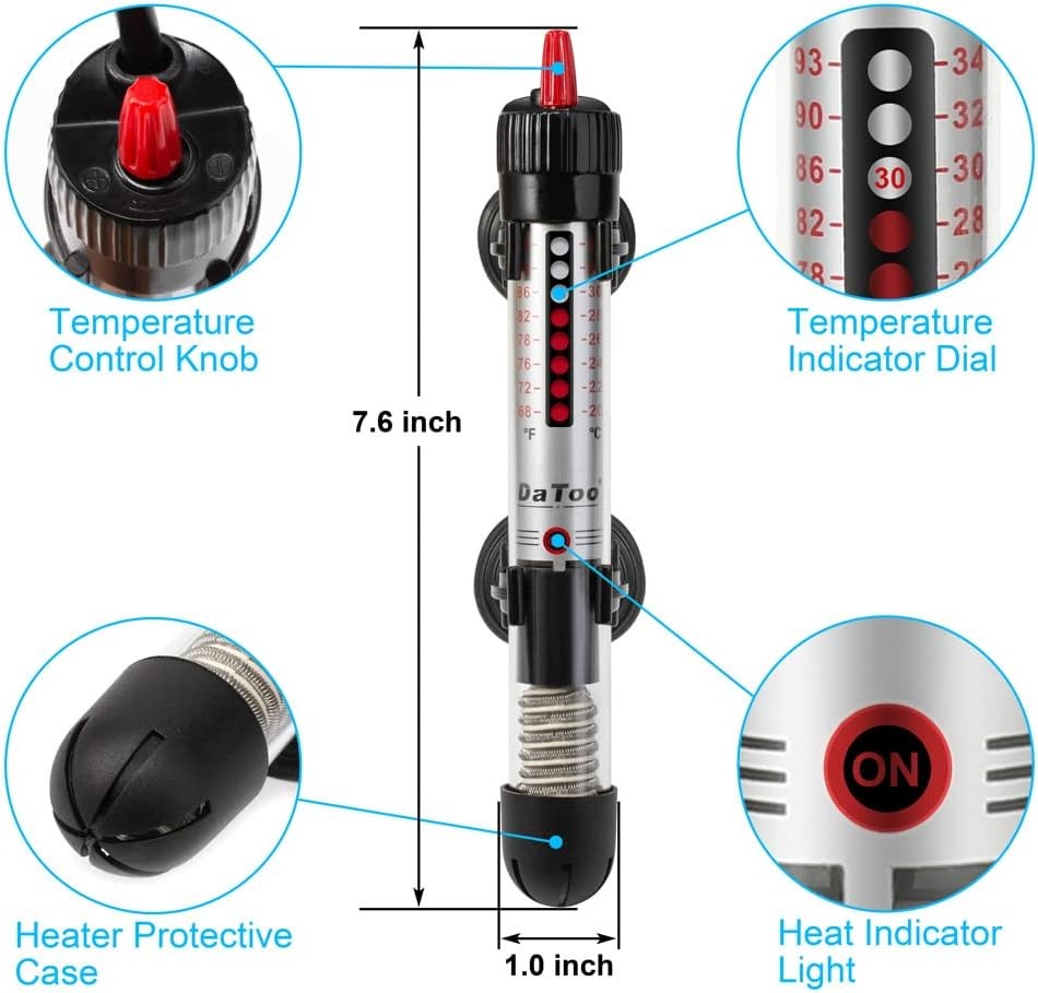 50 Watt Aquarium Heater Submersible Adjustable Temperature Fish Tank ...