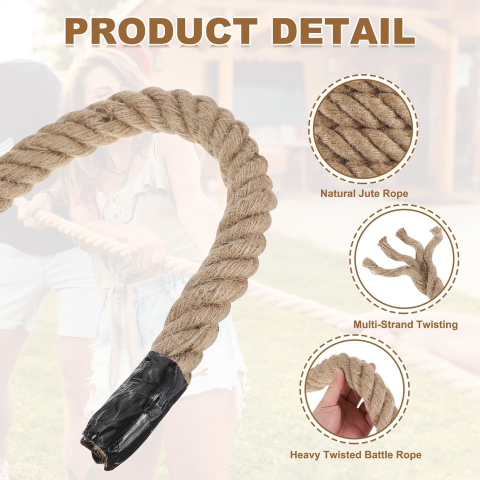 Jute Rope 15ft x 0.75 Inch, Thick Twine Rope Ropes Braided Jute Twine ...
