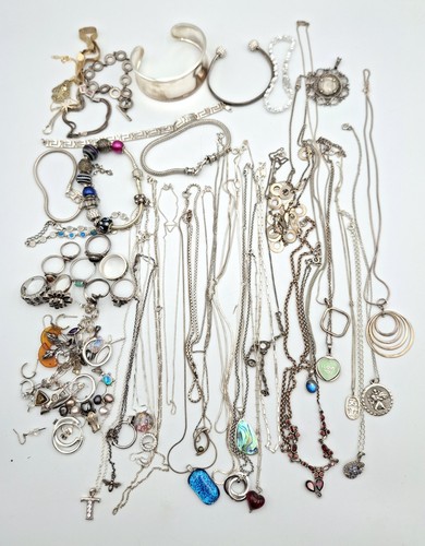 Sterling Silver 925 Assorted Jewellery Bundle Mixed Job Lot Scrap 430g ...