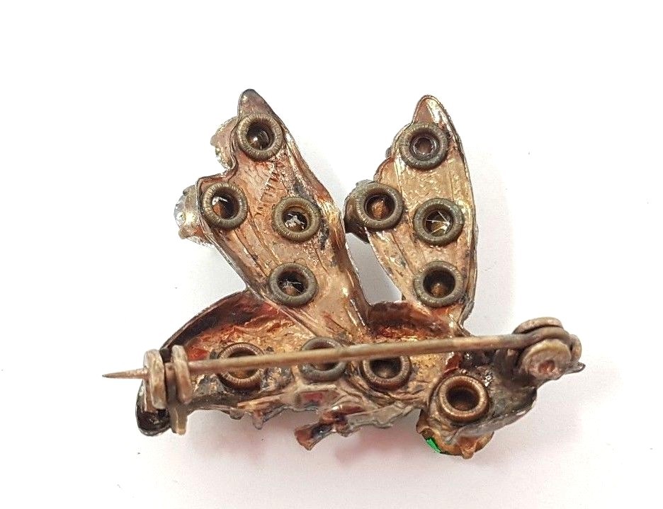 Vintage Art Deco Art / Nouveau Green White Rhinestone Bee Brooch | eBay