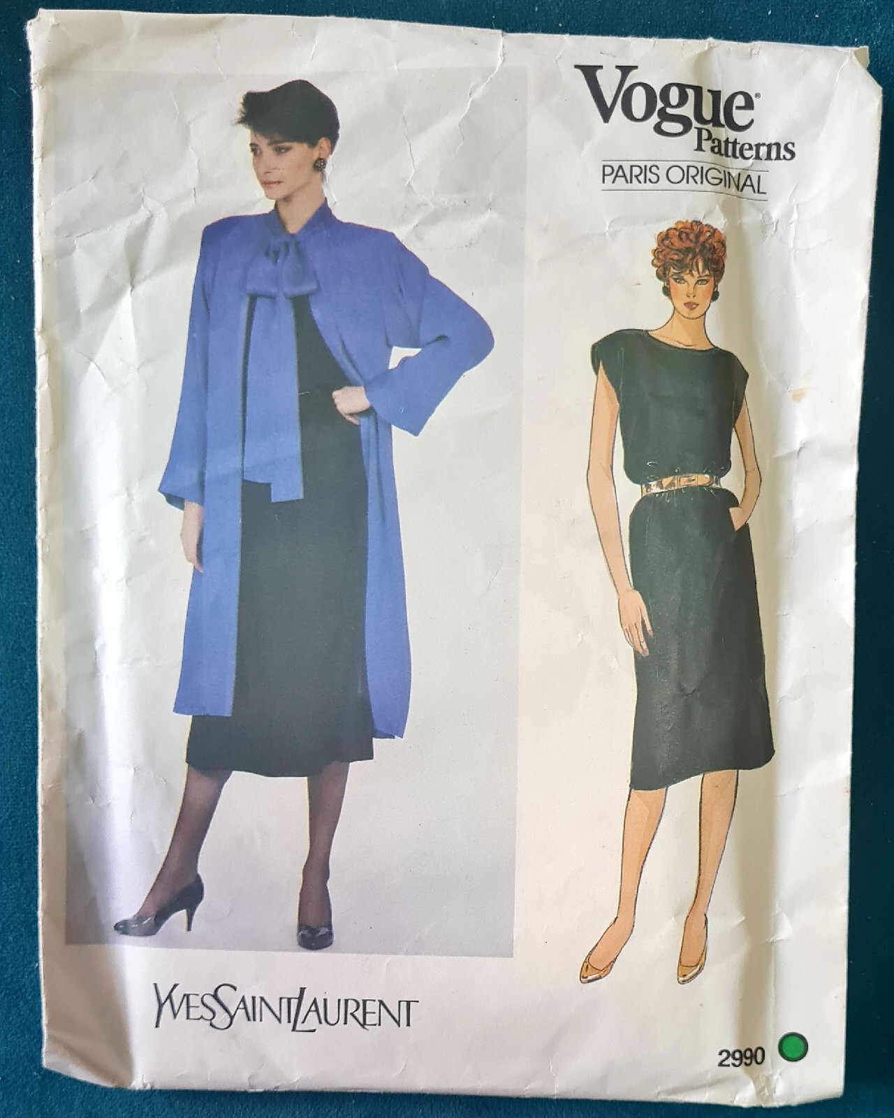 1980s Vogue Designer Stand Collar Balloon Sleeve Coat YSL Sewing ...