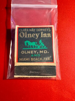 MATCHBOOK - OLNEY INN - CLARA MAY DOWNEY - MIAMI BEACH, FL - UNSTRUCK ...