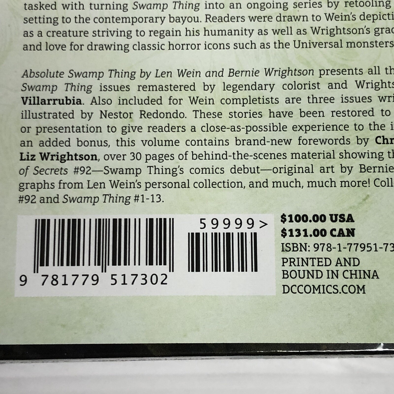 Absolute Swamp Thing by Len Wein & Bernie Wrightson New DC Comics HC ...